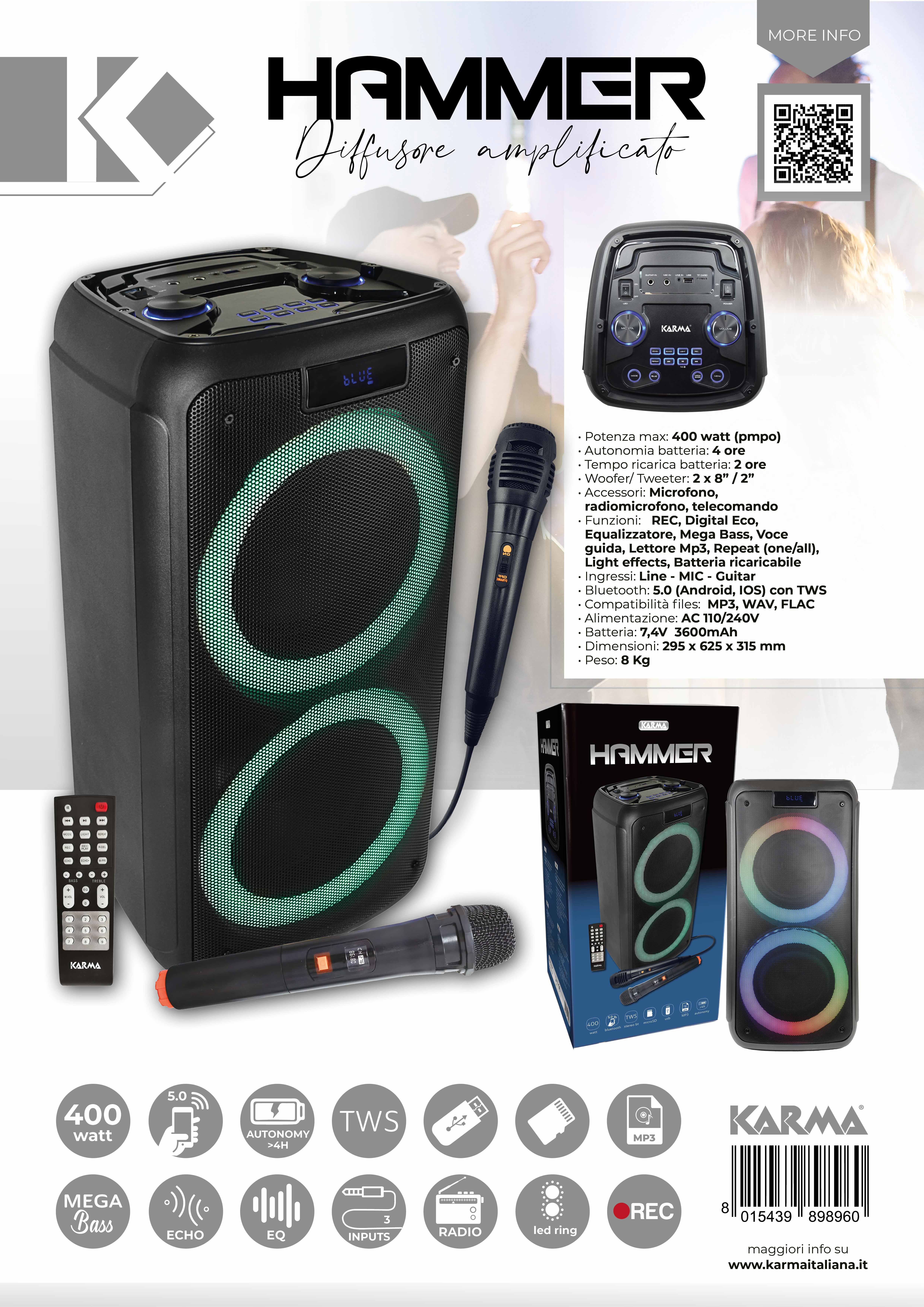 KARMA ITALIANA Srl Amplified speakers - HAMMER Rechargable speaker with ...