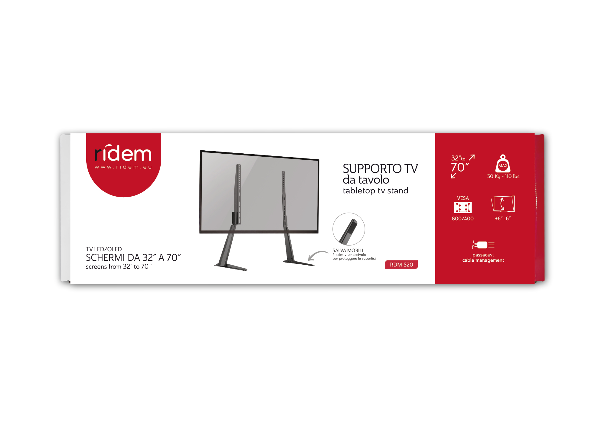 KARMA ITALIANA Srl Staffe TV - RDM S20 Piedistalli per TV 32-70