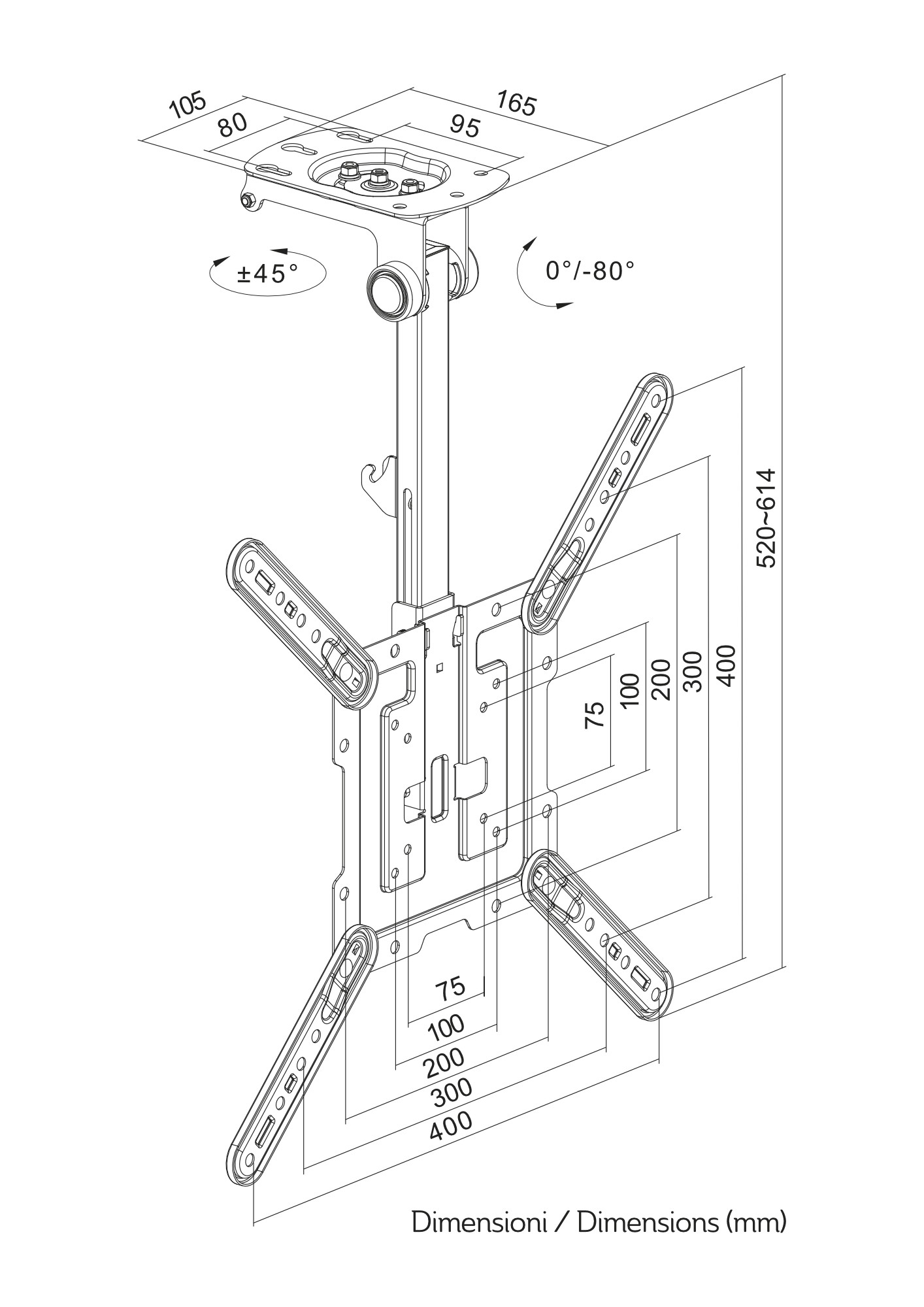 KARMA ITALIANA Srl LCD-Plasma brackets - RDM S24 Ceiling TV bracket for ...